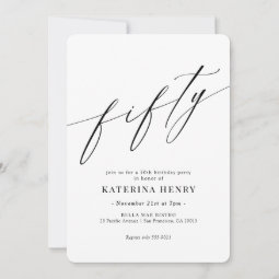 Elegant Modern Chic Script 50th Birthday Invitation | Zazzle