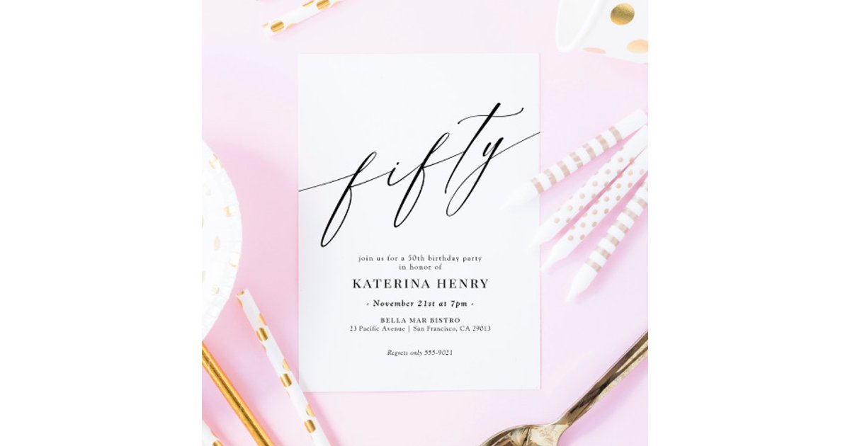 Elegant Modern Chic Script 50th Birthday Invitation | Zazzle