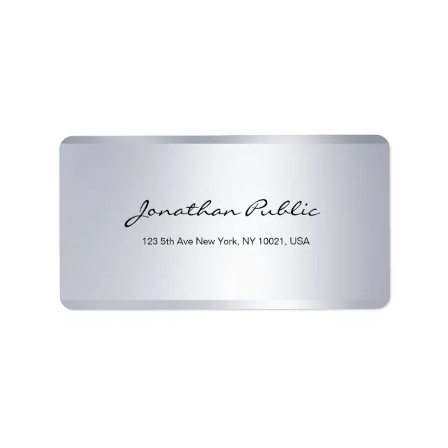 Elegant Modern Chic Simple Silver Hand Script Text Label | Zazzle