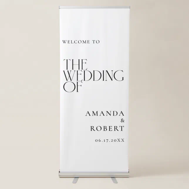 Elegant Modern Chic Wedding Welcome Retractable Banner | Zazzle