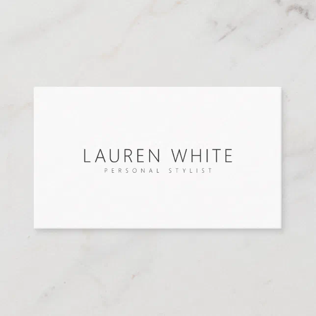Elegant modern chic white minimalist professional business card | Zazzle