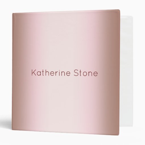 Elegant modern chick plain rose gold 3 ring binder | Zazzle