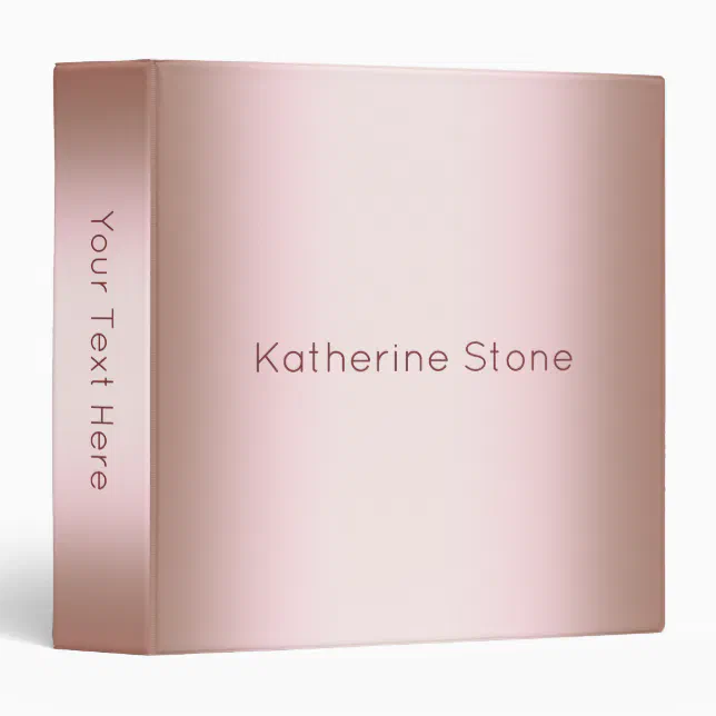Elegant modern chick plain rose gold 3 ring binder | Zazzle