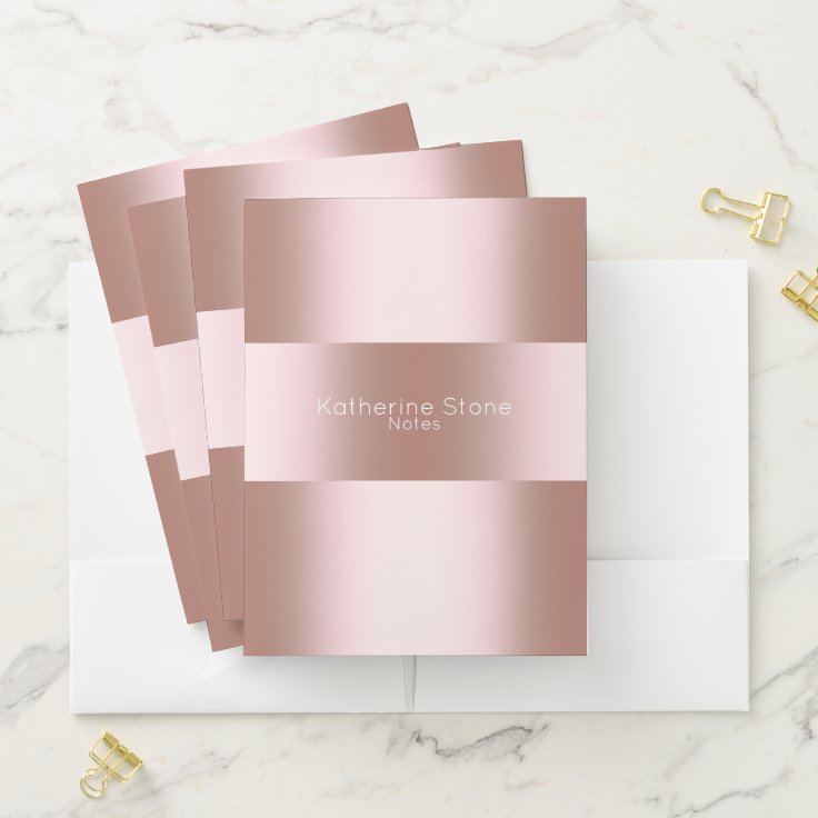 Elegant modern chick rose gold pattern pocket folder | Zazzle