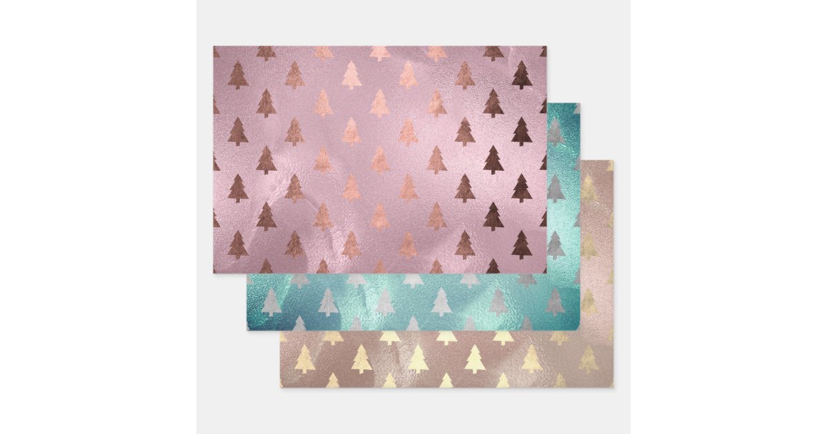 Elegant Modern Christmas Tree Patterns Wrapping Paper Sheets | Zazzle