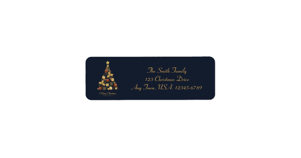 Elegant Modern Christmas Tree Return Address Label | Zazzle