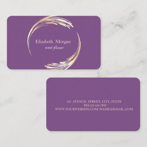 Elegant Modern Circle Violet,Gold Business Card | Zazzle