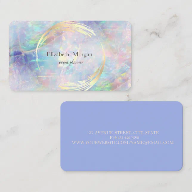 Elegant Modern Circle Violet,Gold, Opal Business Card | Zazzle