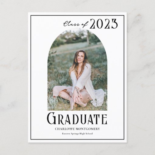 Elegant Modern Class of 2023 Photo Graduation Postcard | Zazzle