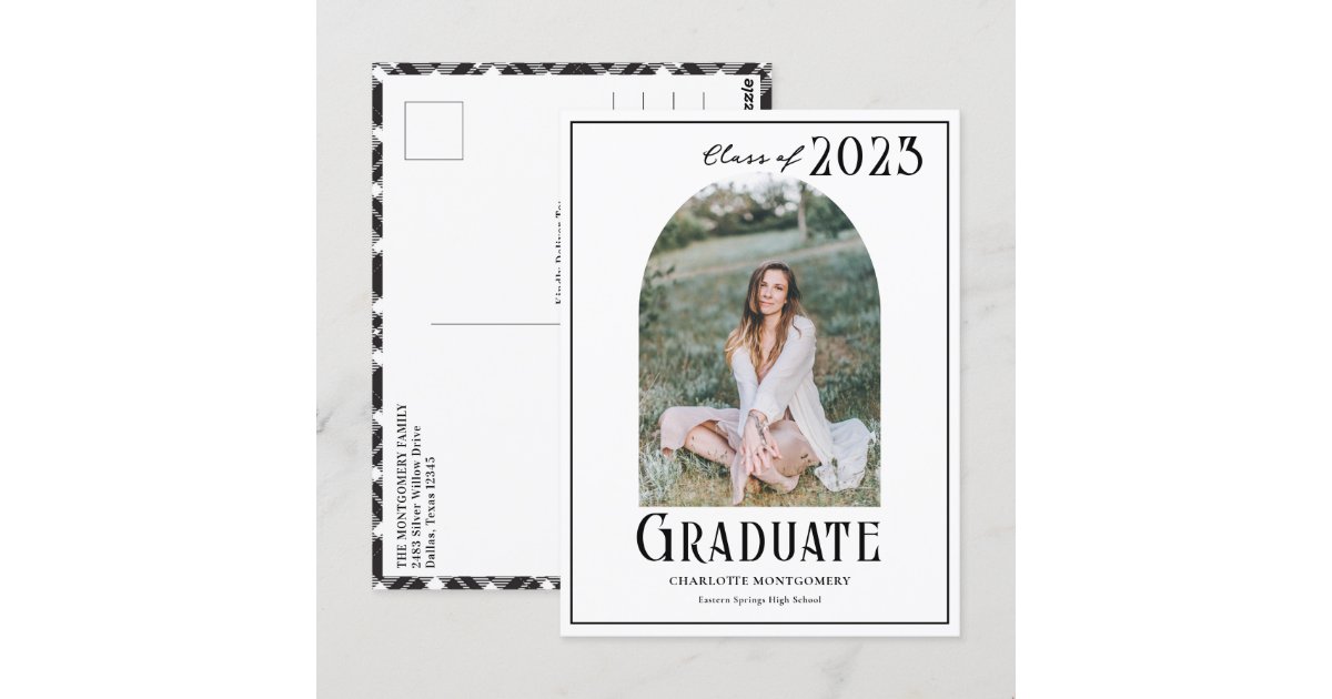 Elegant Modern Class of 2023 Photo Graduation Postcard | Zazzle