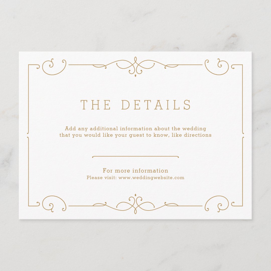 Elegant modern classic wedding detail card | Zazzle