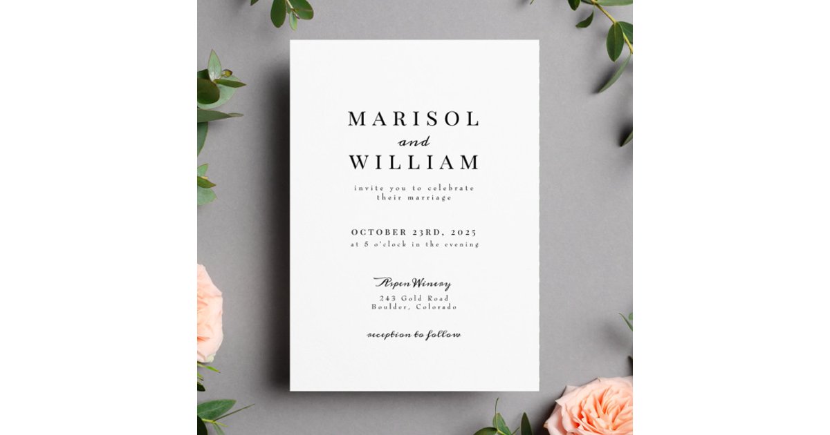 Elegant Modern Classic Wedding Invitation | Zazzle