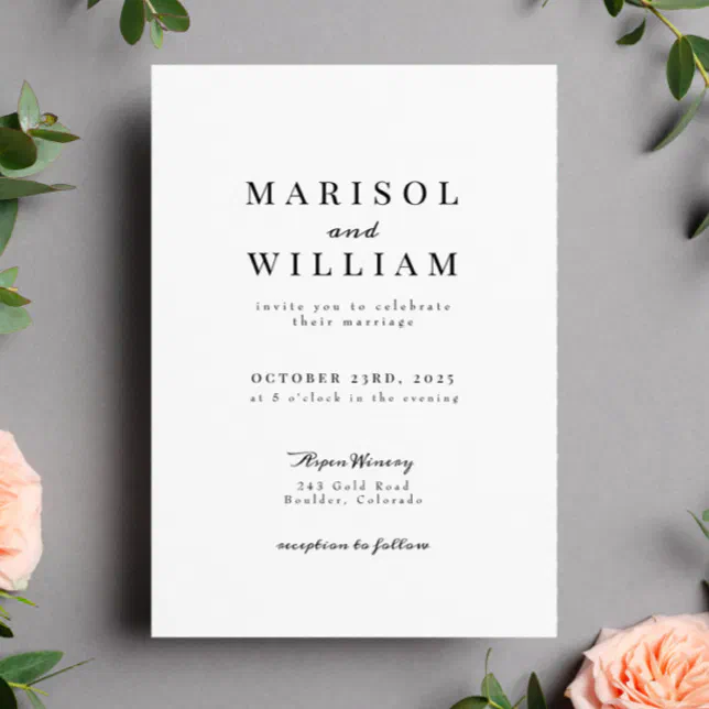 Elegant Modern Classic Wedding Invitation | Zazzle