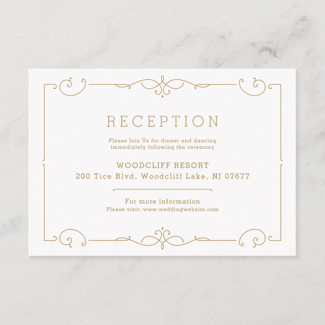 Elegant modern classic wedding reception card | Zazzle