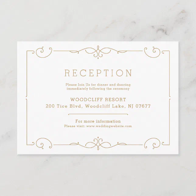 Elegant modern classic wedding reception card | Zazzle