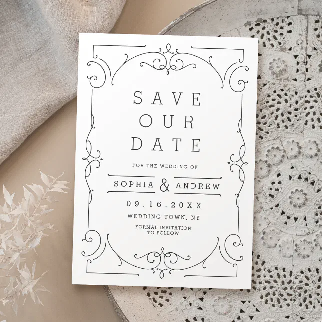 Elegant modern classic wedding save the date | Zazzle