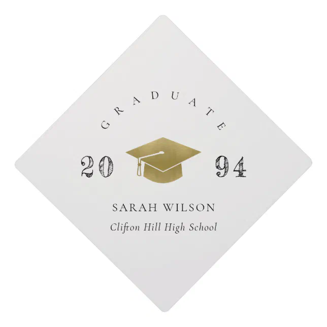 Elegant Modern Clean Minimal Simple Gold Foil Graduation Cap Topper ...