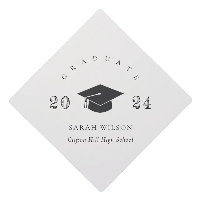 Elegant Modern Clean Minimal Simple Graduation Graduation Cap Topper ...