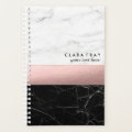 elegant modern clear black white marble rose gold planner | Zazzle