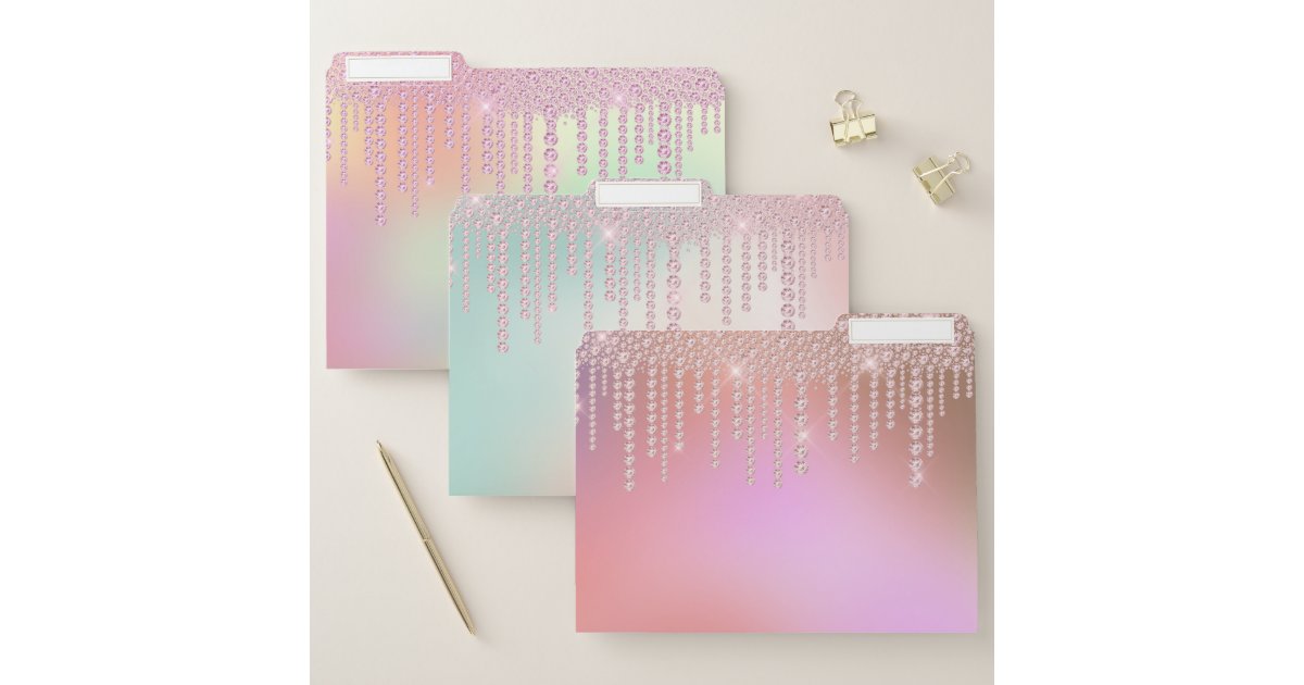 Elegant modern colorful diamond pattern pastel file folder | Zazzle