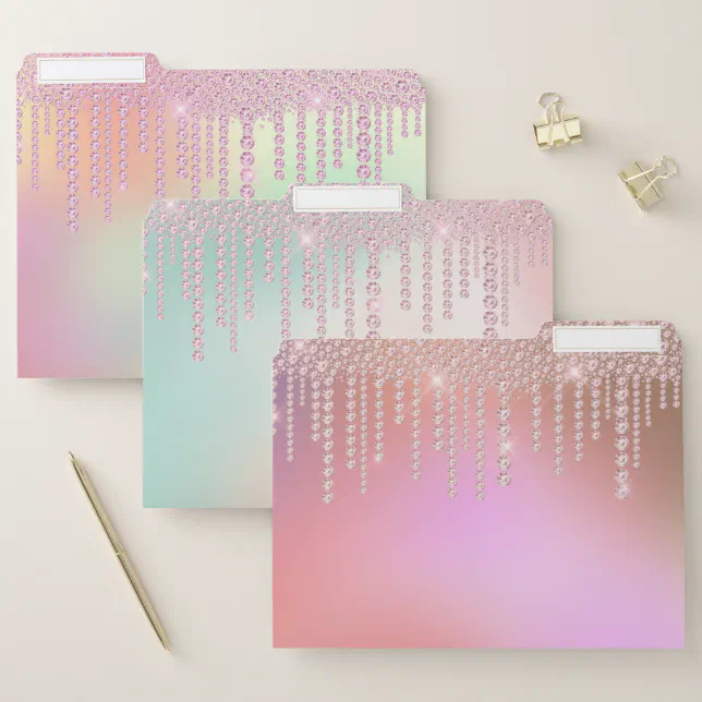 Elegant modern colorful diamond pattern pastel file folder | Zazzle