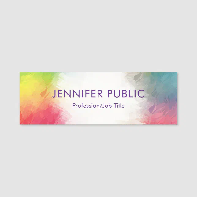 Elegant Modern Colorful Template Rainbow Colors Name Tag | Zazzle