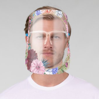 Elegant Modern Colorful Watercolor Floral Face Shield | Zazzle