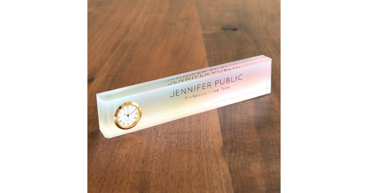 Elegant Modern Colorful Yellow Green Pink Red Blue Desk Name Plate | Zazzle