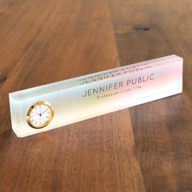 Elegant Modern Colorful Yellow Green Pink Red Blue Desk Name Plate | Zazzle