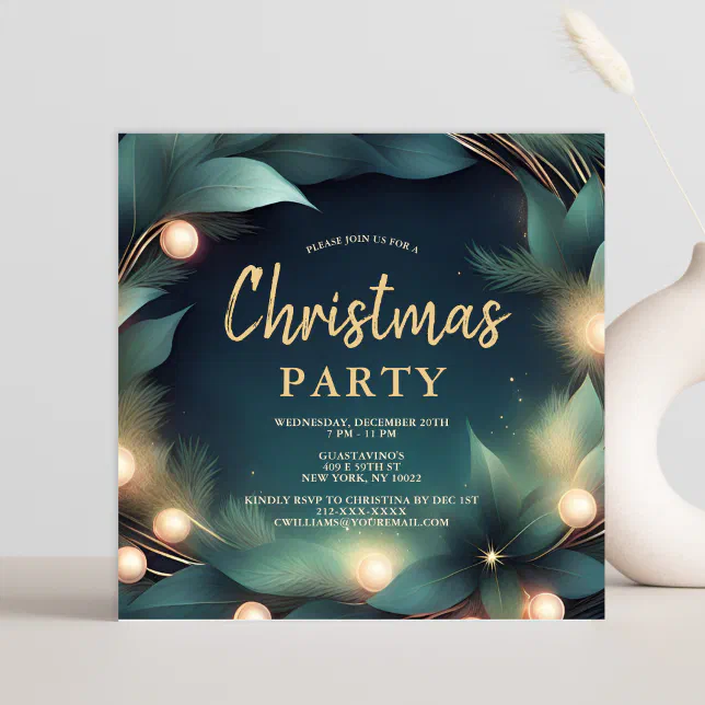 Elegant Modern Company Christmas Party Invitation | Zazzle