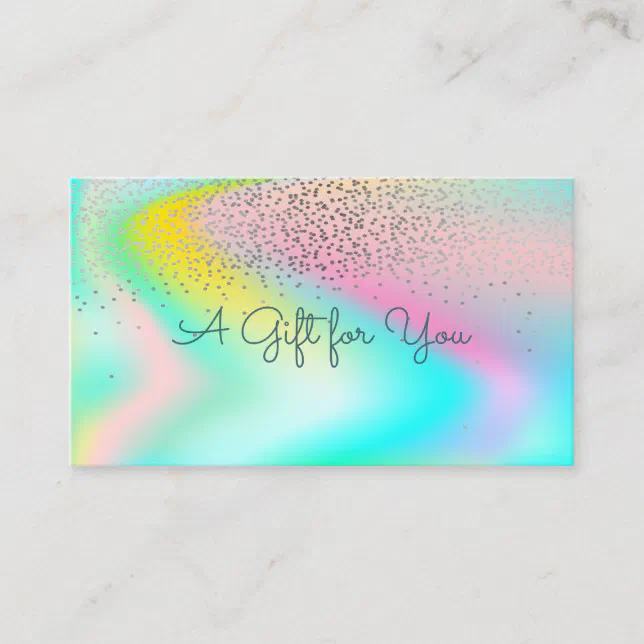 Elegant Modern Confetti Rainbow Holographic Discount Card | Zazzle