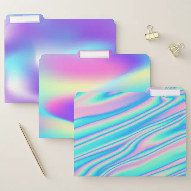 Elegant Modern Cool Ombre Holographic File Folder | Zazzle