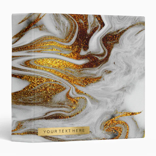 Elegant modern copper gold and white marble look 3 ring binder | Zazzle