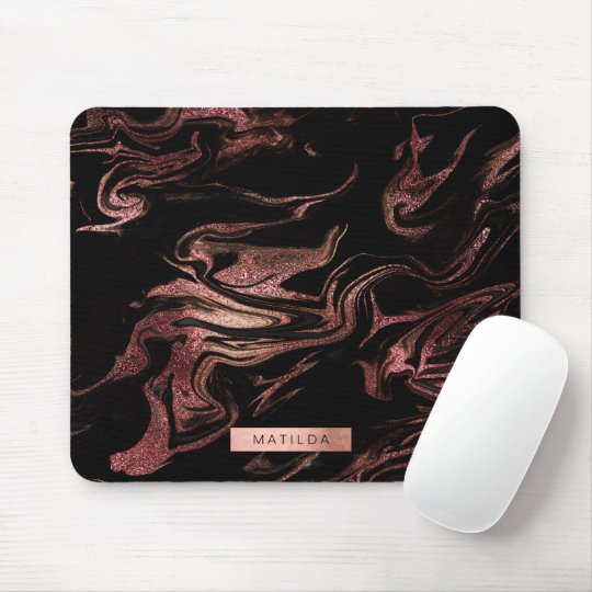 Elegant modern copper rose gold black marble look mouse pad | Zazzle.com