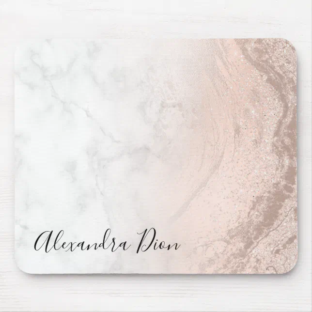Elegant Modern copper rose gold glitter marble Mouse Pad | Zazzle