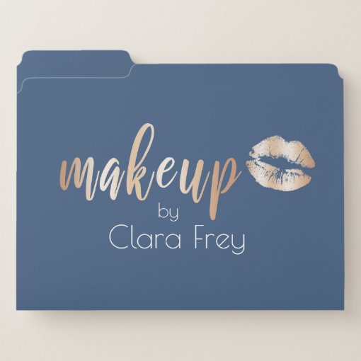 Elegant modern copper rose gold makeup lips file folder | Zazzle