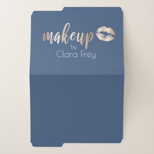 Elegant modern copper rose gold makeup lips file folder | Zazzle