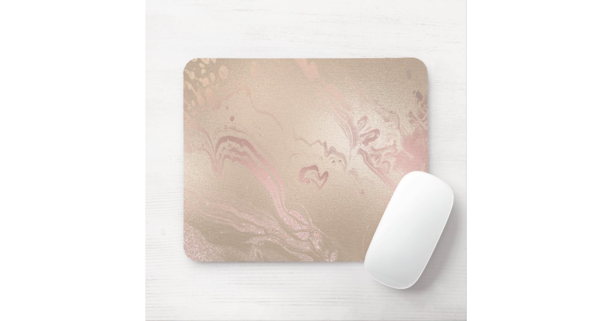 Elegant modern copper rose gold marble glitter mouse pad | Zazzle