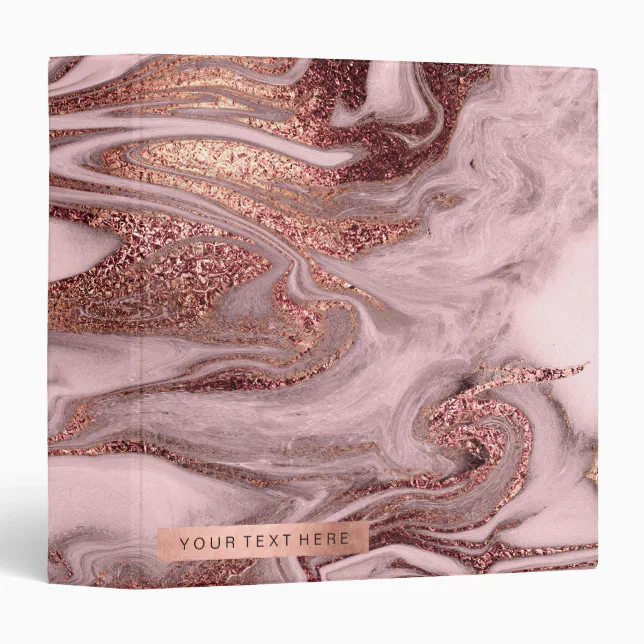 Elegant modern copper rose gold pink marble look 3 ring binder | Zazzle