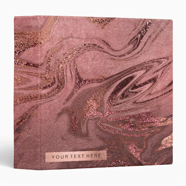Elegant modern copper rose gold red marble look 3 ring binder | Zazzle