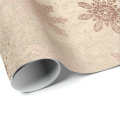 Elegant modern copper rose gold snowflake pattern wrapping paper | Zazzle