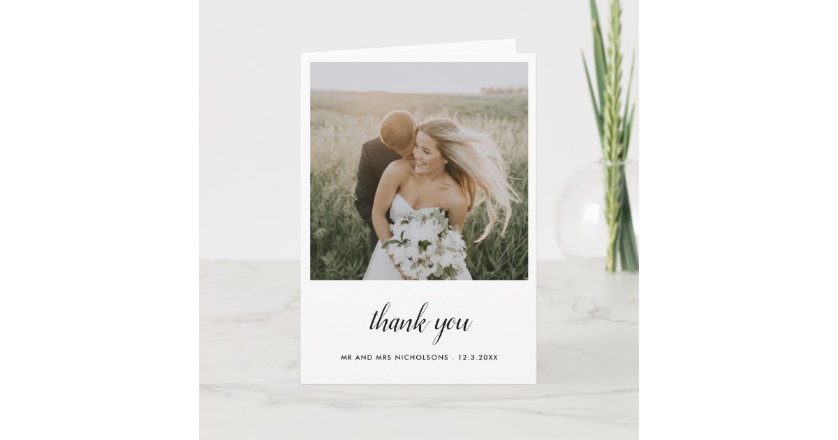 Elegant Modern Couple Wedding Thank You | Script | Zazzle