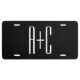 Elegant Modern Couples Initials | Black & White License Plate | Zazzle