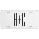 Elegant Modern Couples Initials | White & Black License Plate | Zazzle
