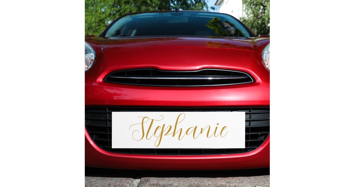 Elegant Modern Custom Name Gold Script License Plate | Zazzle