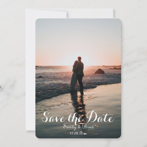 Elegant Modern Custom Photo Save The Date Wedding Invitation | Zazzle
