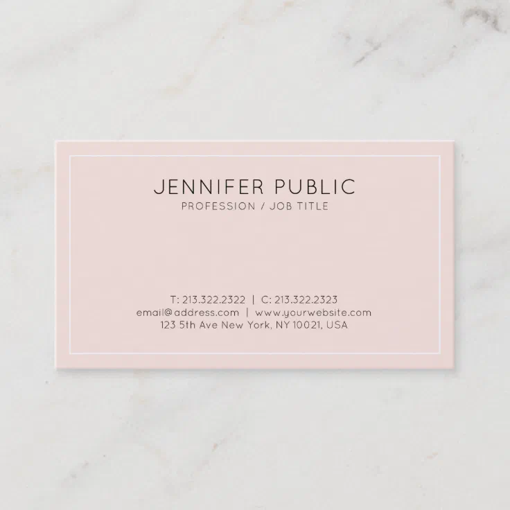 Elegant Modern Design Pink Plain Minimalist Trendy Business Card | Zazzle