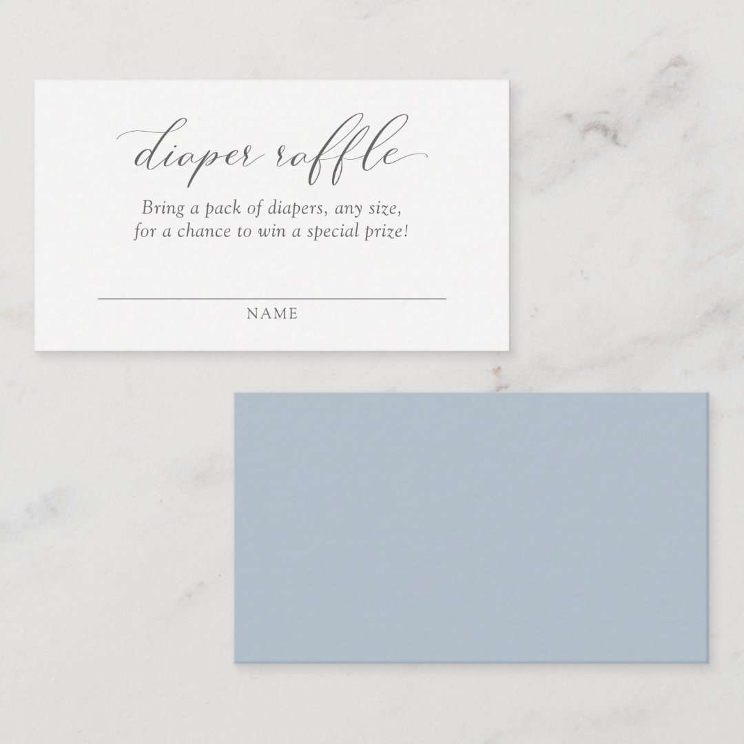 Elegant Modern Dusty Blue Diaper Raffle Ticket Enclosure Card | Zazzle