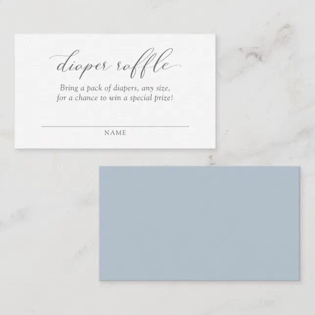 Elegant Modern Dusty Blue Diaper Raffle Ticket Enclosure Card | Zazzle