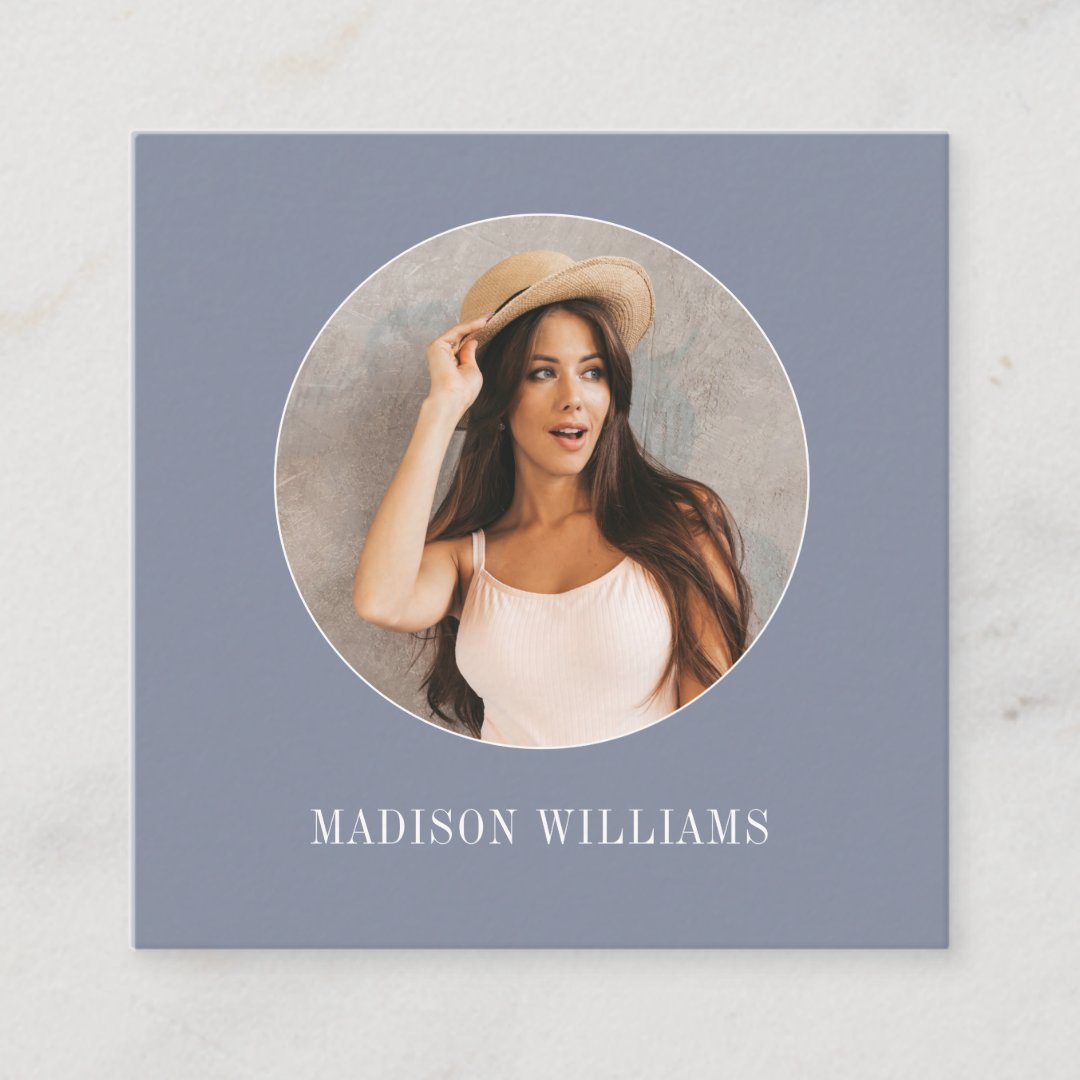 Elegant Modern Dusty Blue Photo Social Media Calling Card | Zazzle
